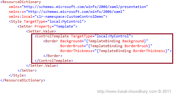 How to design a Custom Control by editing the Part Template?
